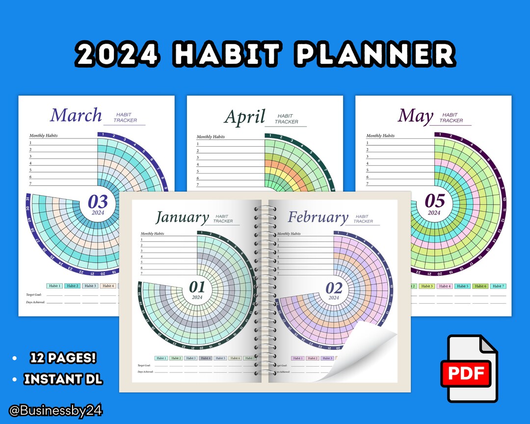 2024 Habit Planner Monthly Habit Tracker Habit Planner PDF Routine ...