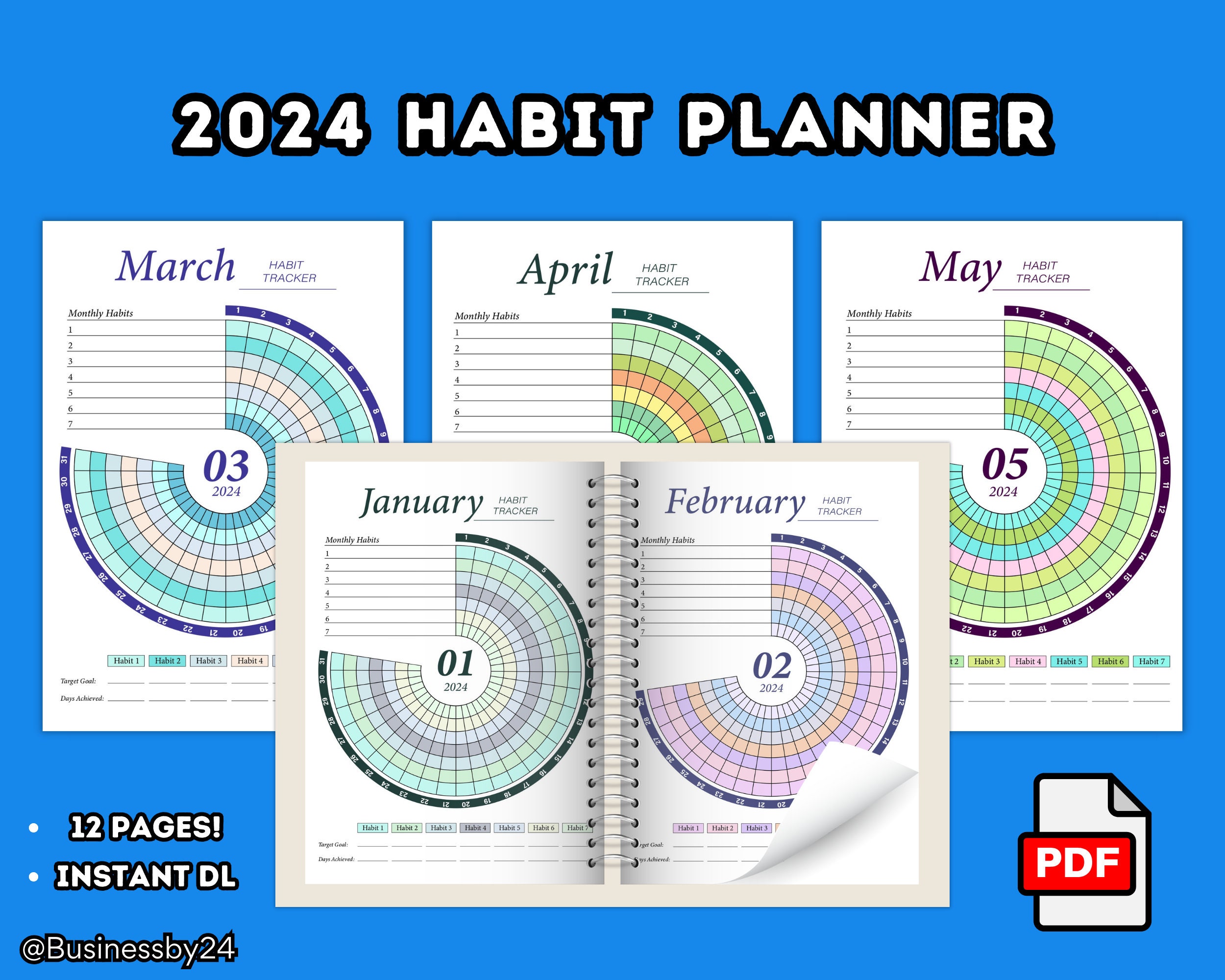 2024 Habit Planner Monthly Habit Tracker Habit Planner PDF Routine ...