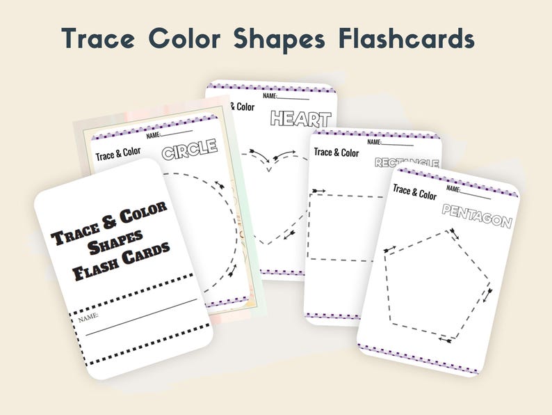 Trace, Color, Shapes Cards, Activity Cards, Preschool Learning ...