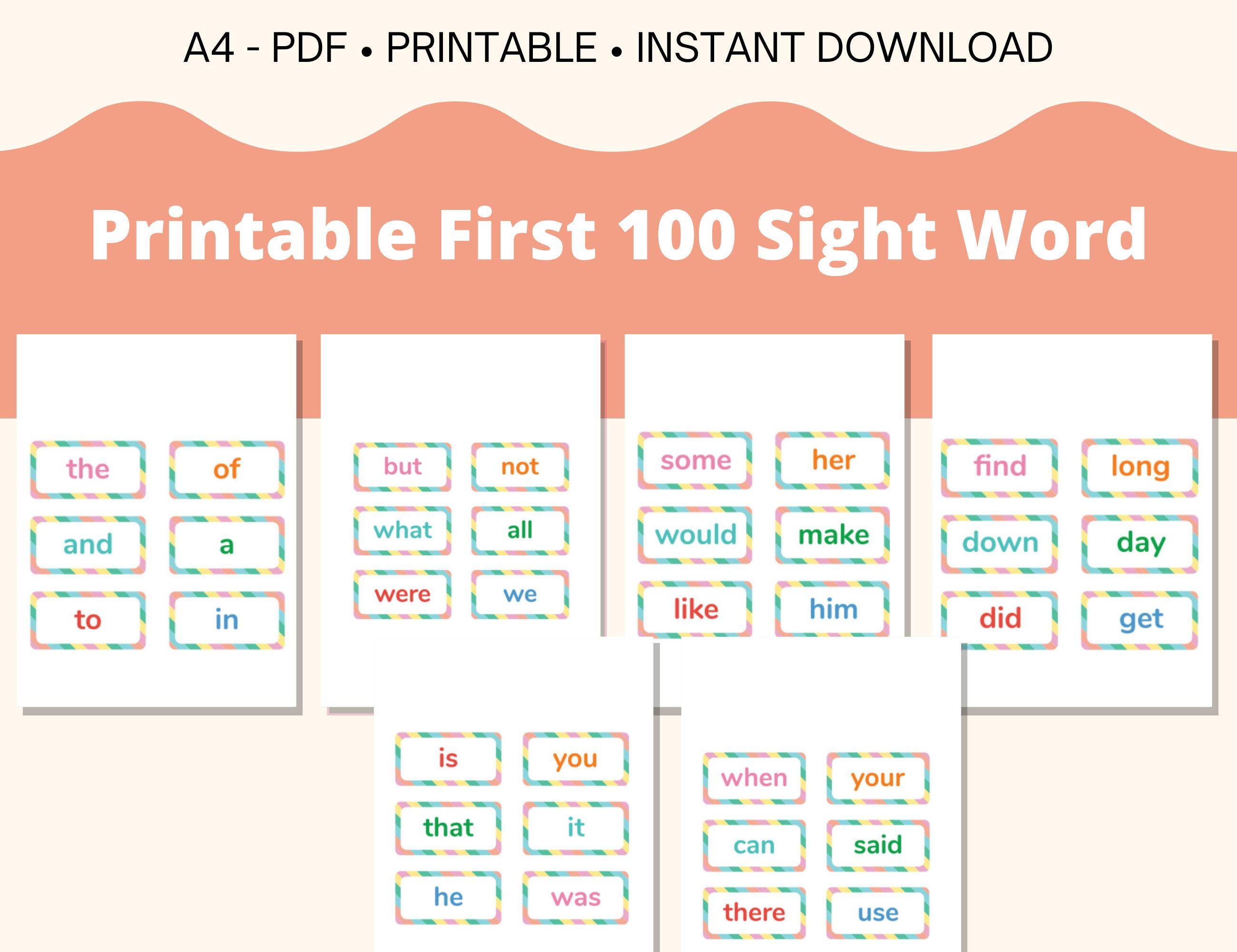 Activity Cards for Kids, Preschool Sight Words, Word Cards, Educational ...