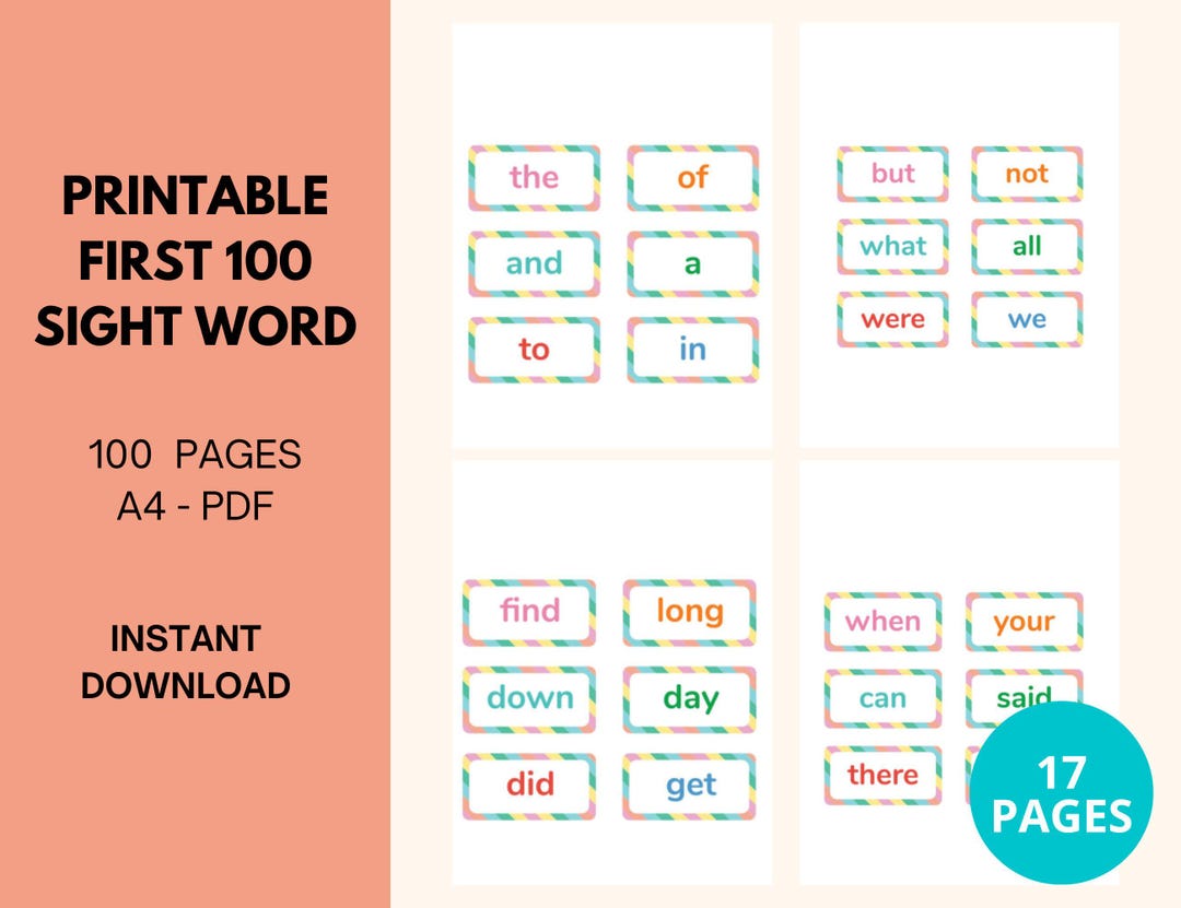 Activity Cards for Kids, Preschool Sight Words, Word Cards, Educational ...