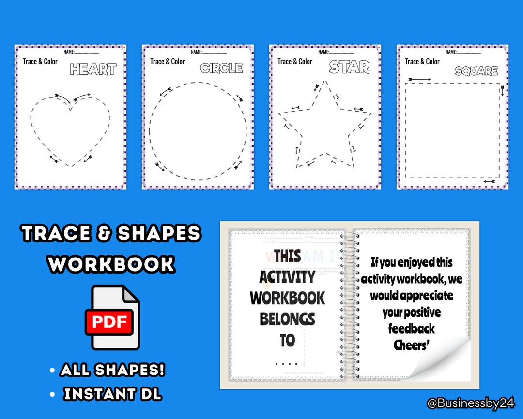 Trace, Color, Shapes Cards Activity Cards Preschool Learning Activities ...