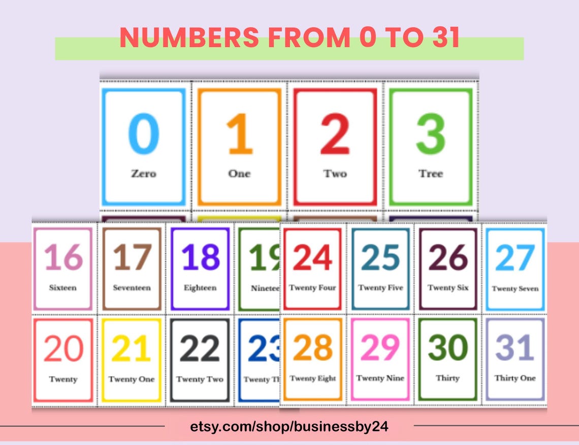 Number Cards, Printable Number Cards, Kids Activity Cards, Workbook ...