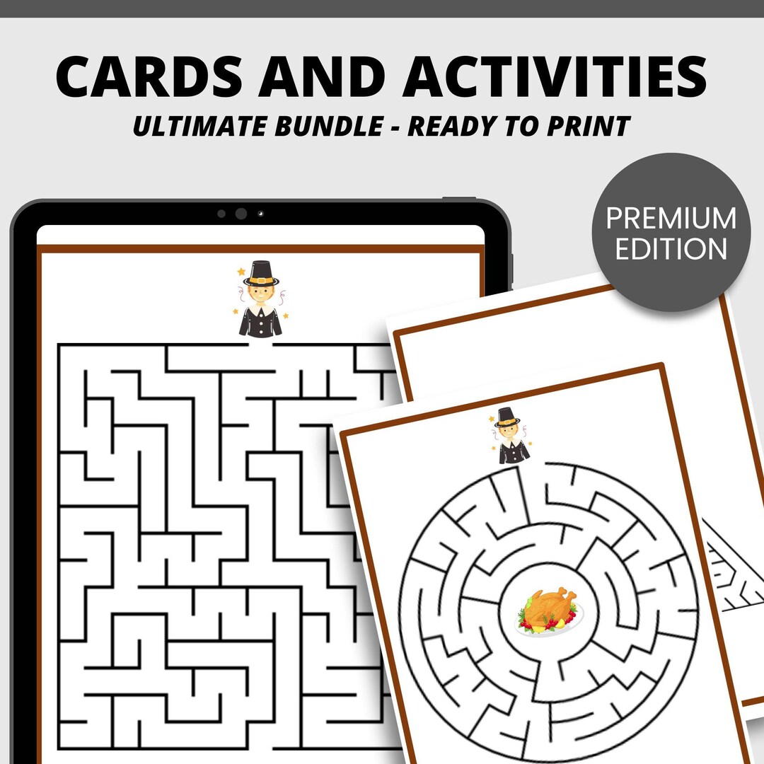 Thanksgiving 4 Maze Bundle, Thanksgiving Printable Games, Thanksgiving ...