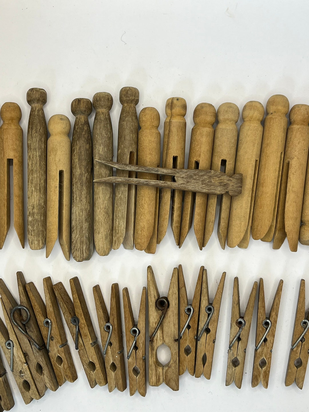 Vintage Wooden Weathered Dolly Pegs. Wooden Spring Pegs. 15 or 24s ...