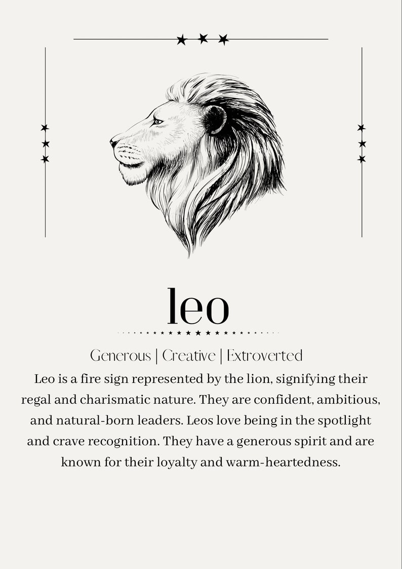 Leo Zodiac Digital Poster - Etsy