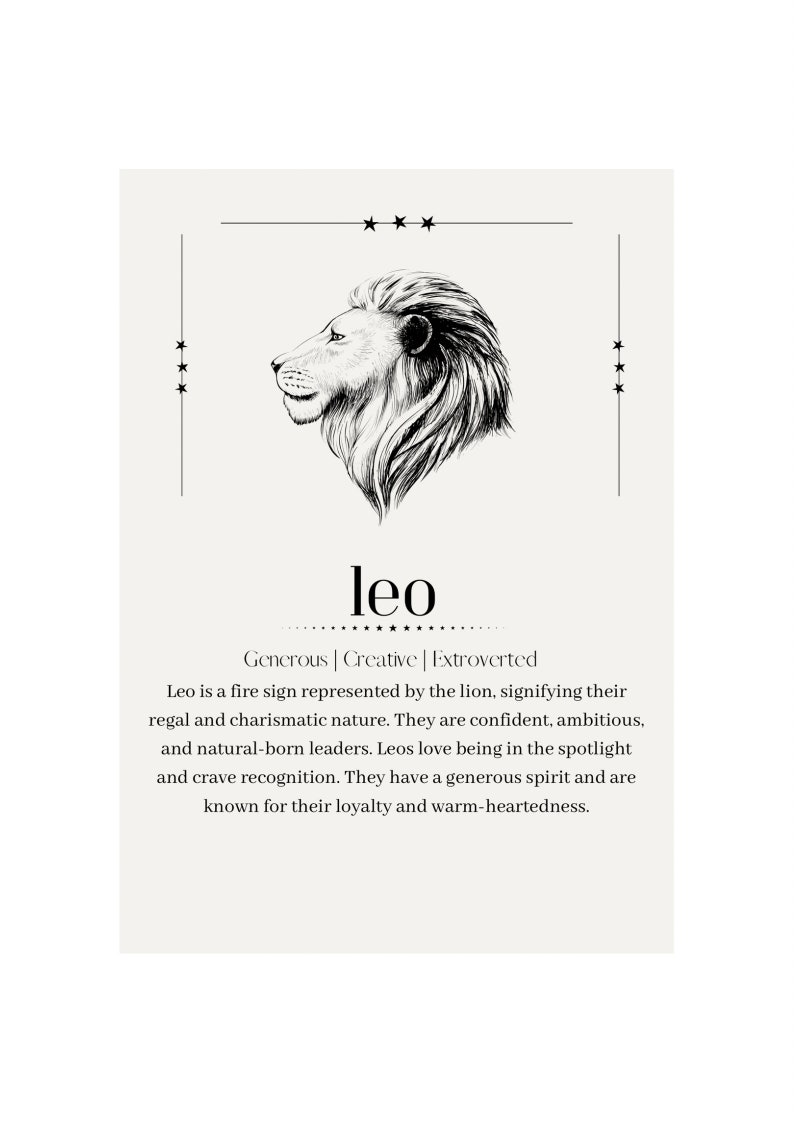 Leo Zodiac Digital Poster - Etsy