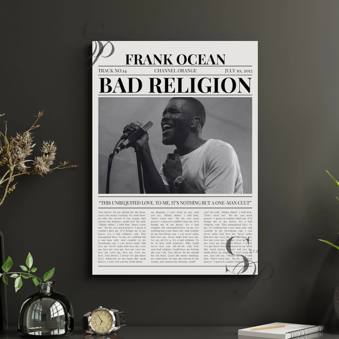 Frank Ocean Retro Newspaper Print, Bad Religion Lyrics Poster, Channel ...