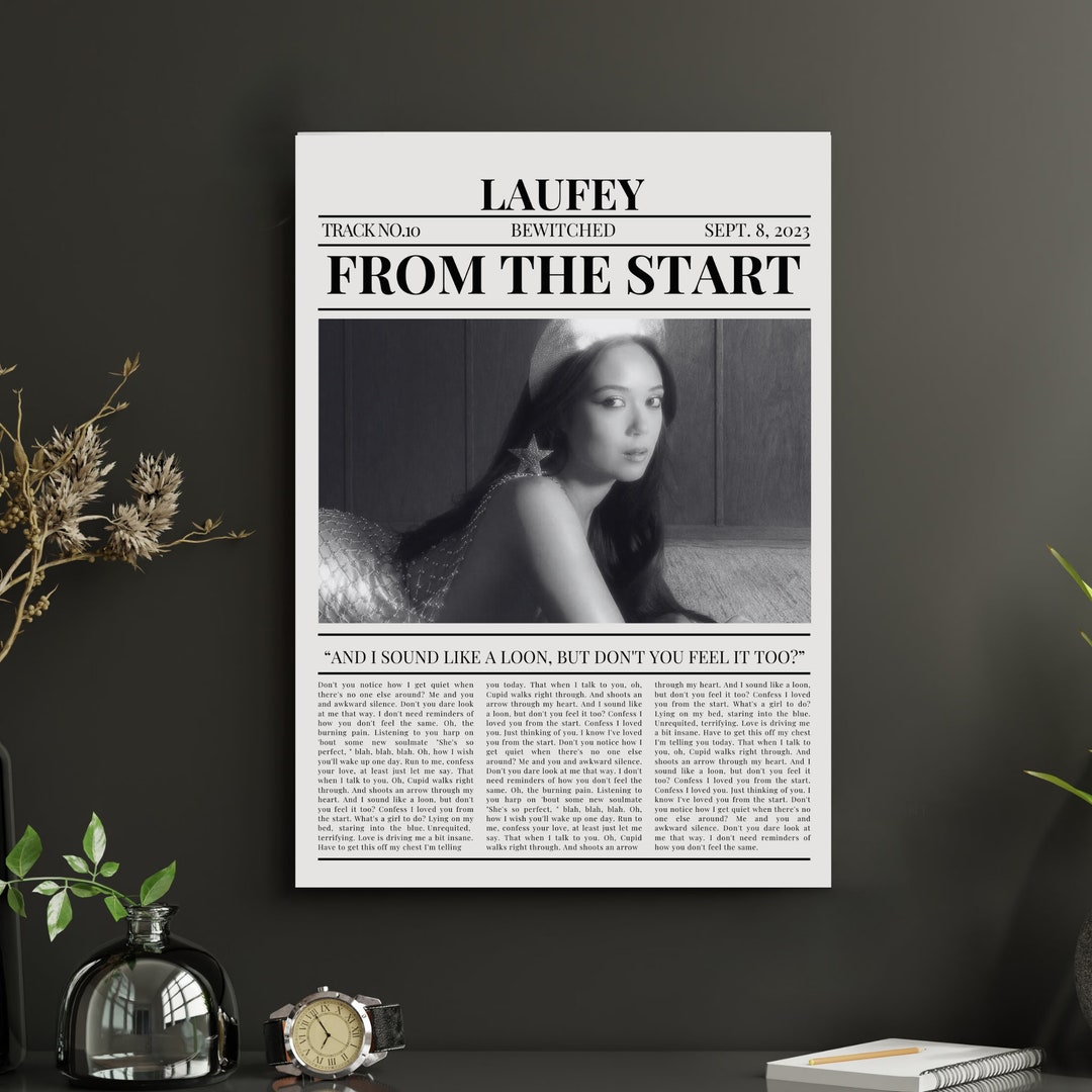 Laufey Retro Newspaper Print, From the Start Lyrics Poster, Bewitched ...