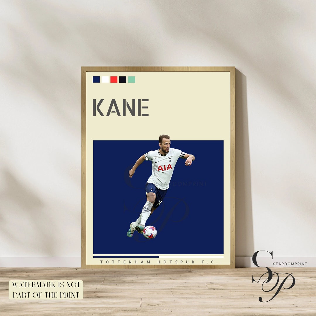 Harry Kane Poster, Tottenham Poster, Football Sport Gift, Soccer Art ...