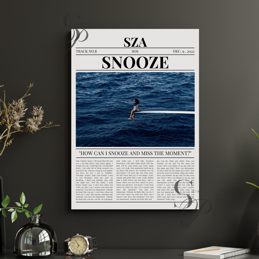 SZA Retro Newspaper Print, Snooze Lyrics Poster, SOS, Kill Bill, CTRL ...