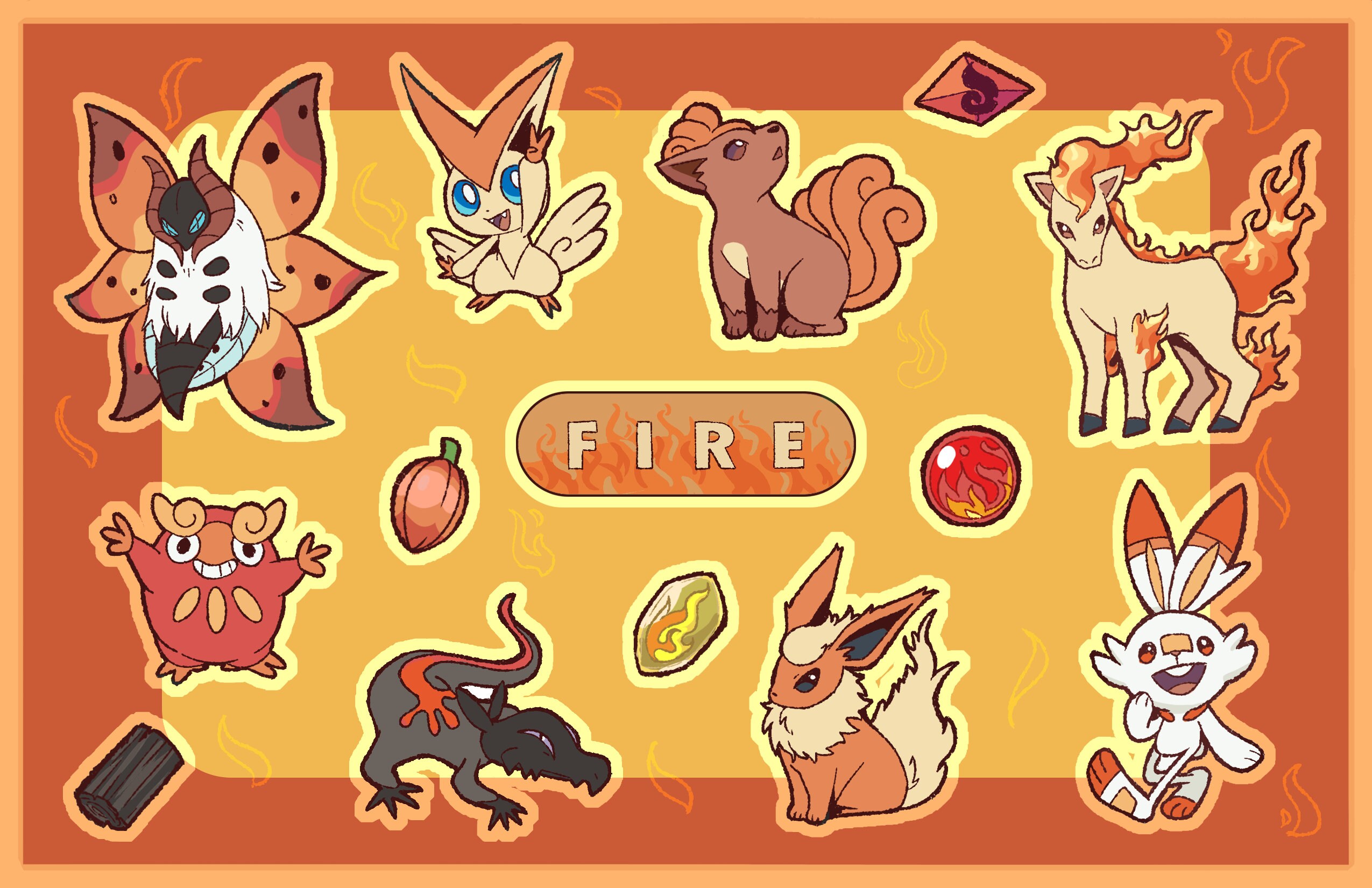 Pokemon Type Sticker Sheets - Etsy
