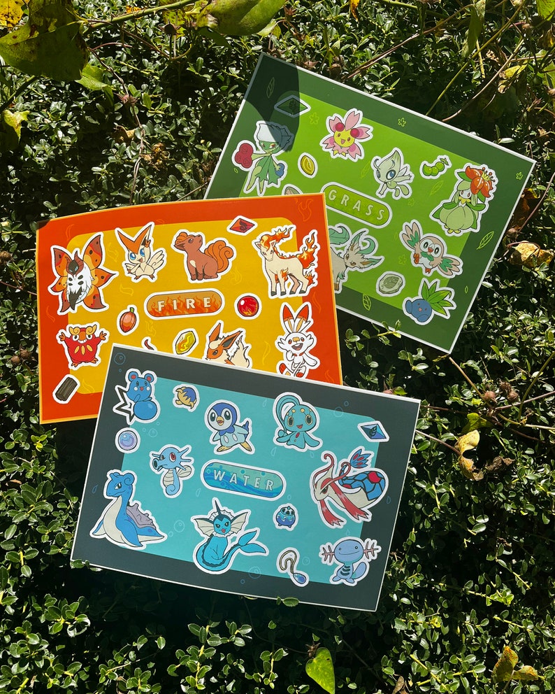 Pokemon Type Sticker Sheets - Etsy