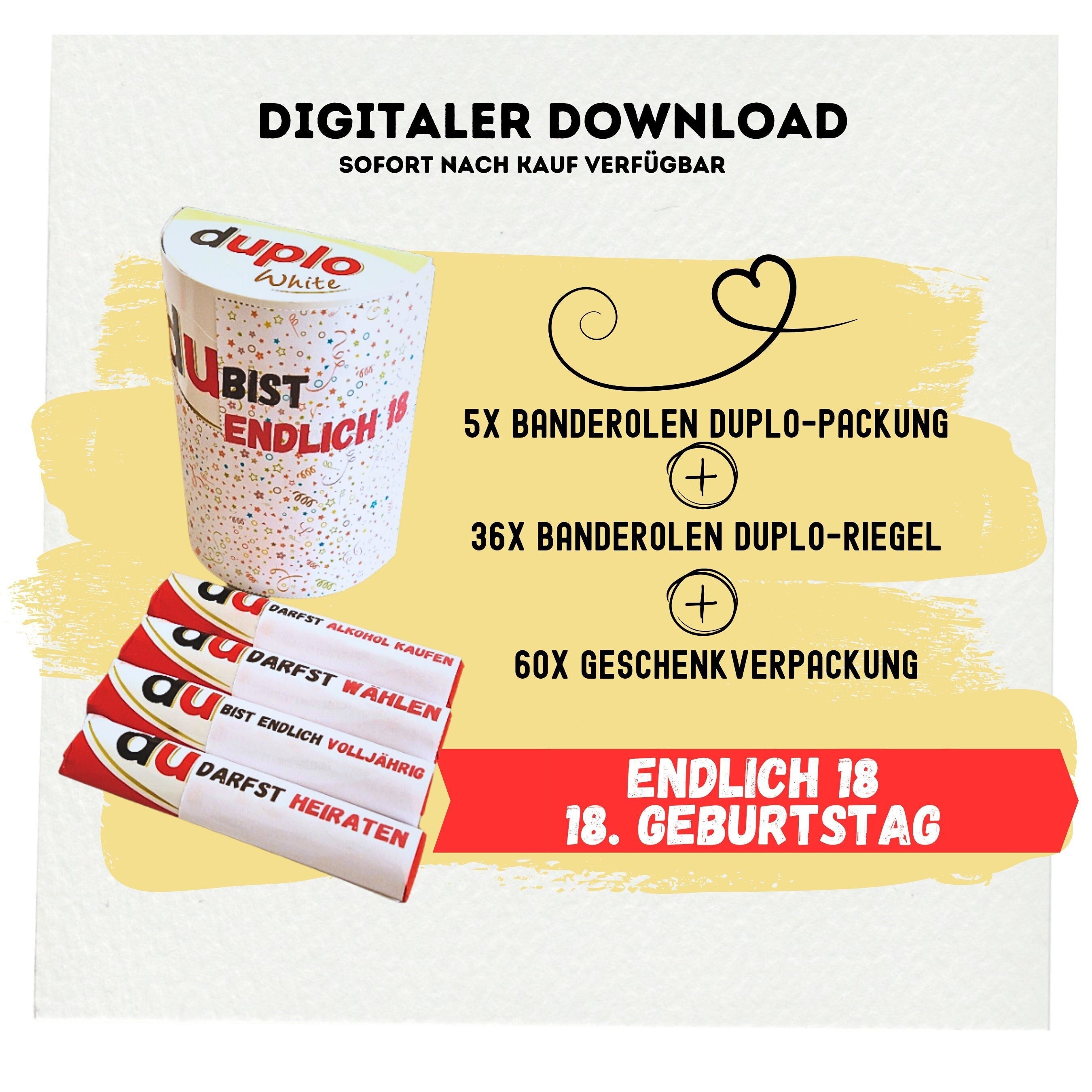 18 Geburtstag Duplo Banderolen Duplo Vorlagen 18 Geburtstag,Endlich 18 DIY Volljährigkeit ...