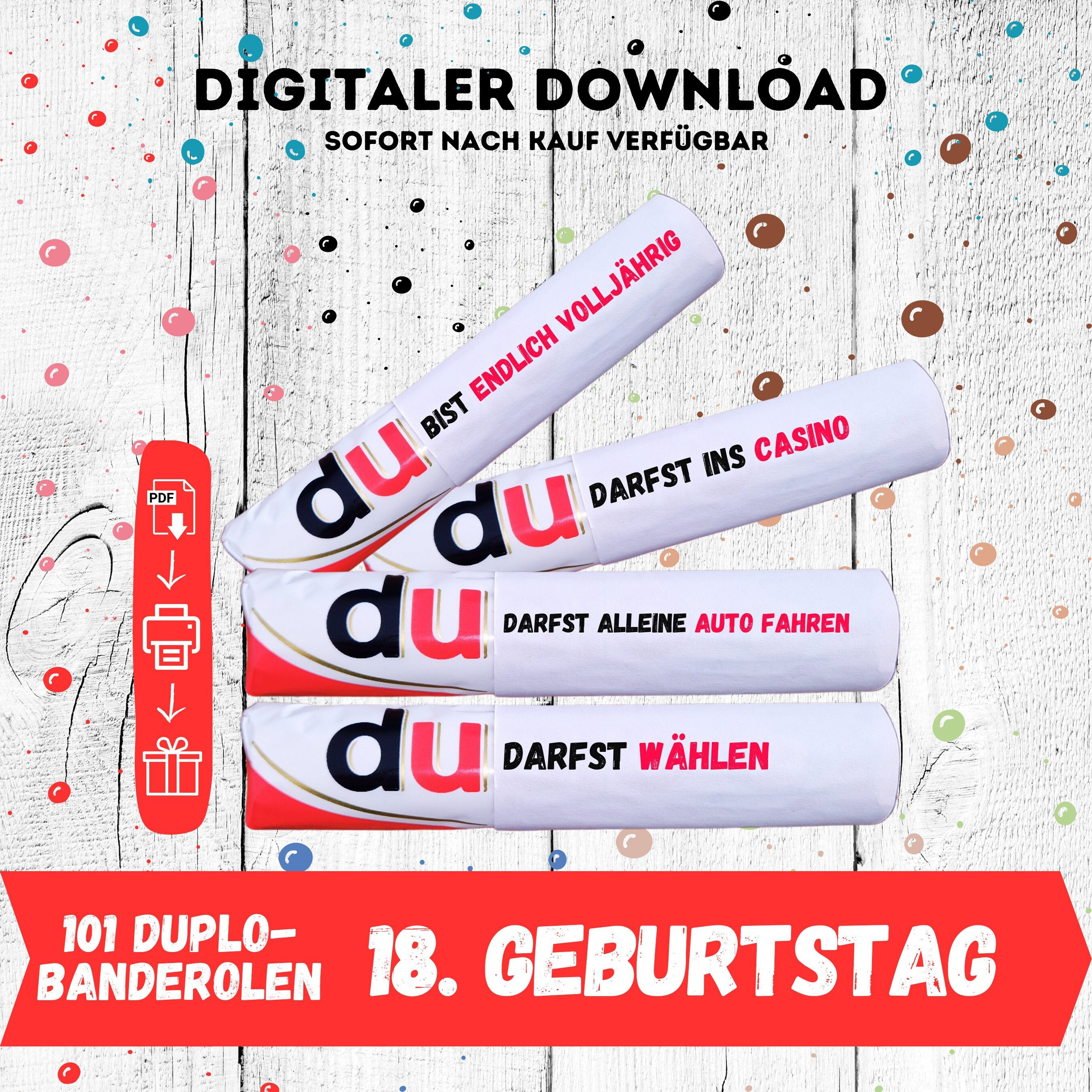 18th Birthday Duplo Banderoles Packaging Finally 18 DIY Gift Coming of ...