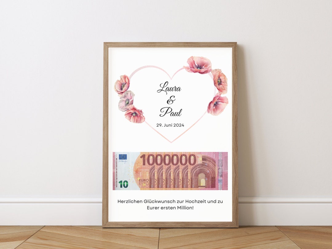 Wedding Gift Personalized First Million Money Gift Heart Bride and ...