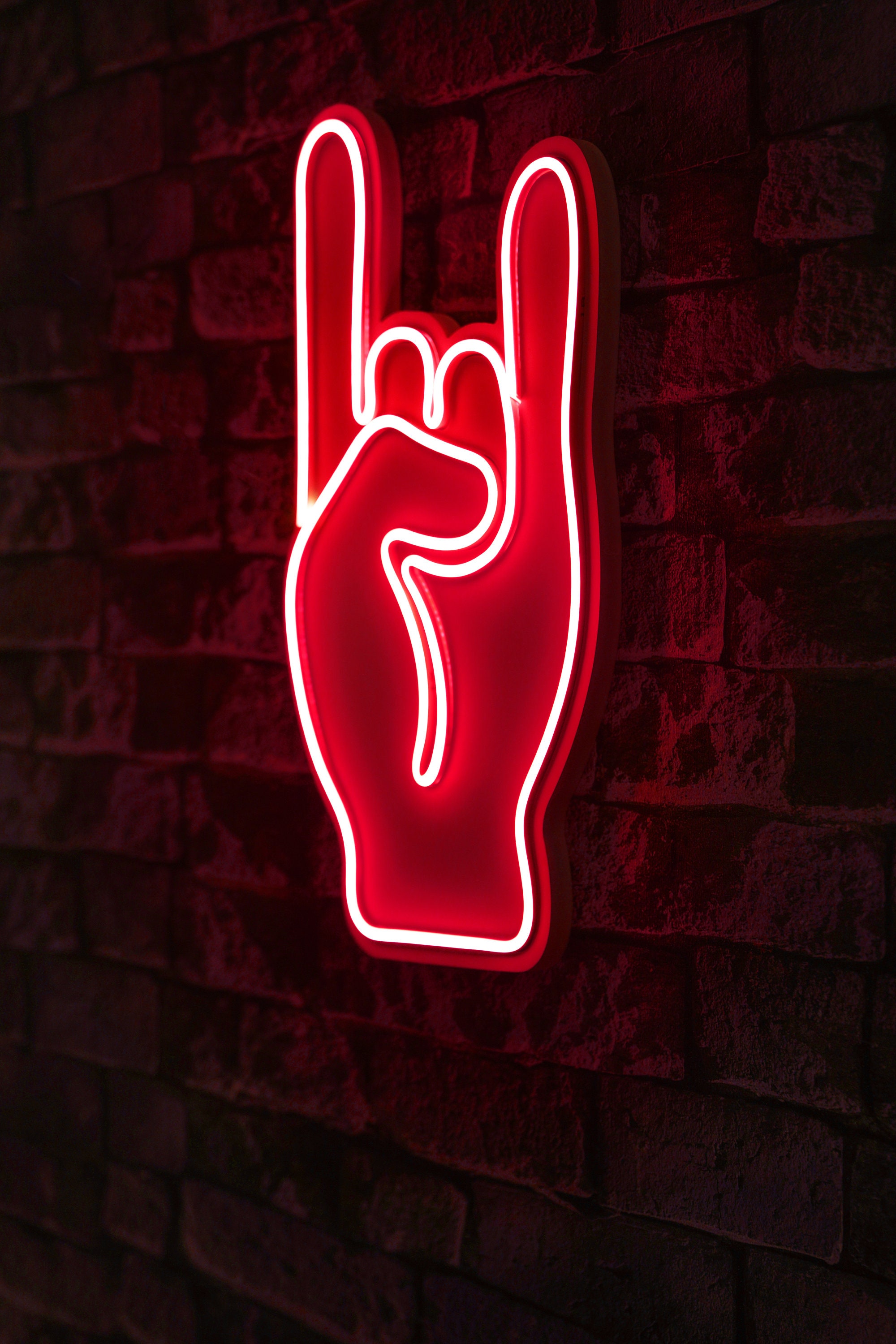 Rock N Roll Sign Neon Sign Wall Decor Handmade Custom Red Neon Rock N ...