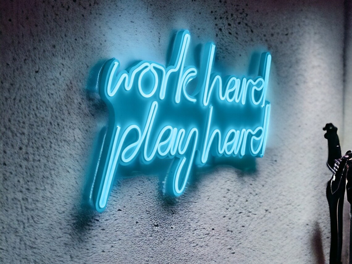Motivational Neon Wall Decor Handmade Custom Neon Work Hard Play Hard ...
