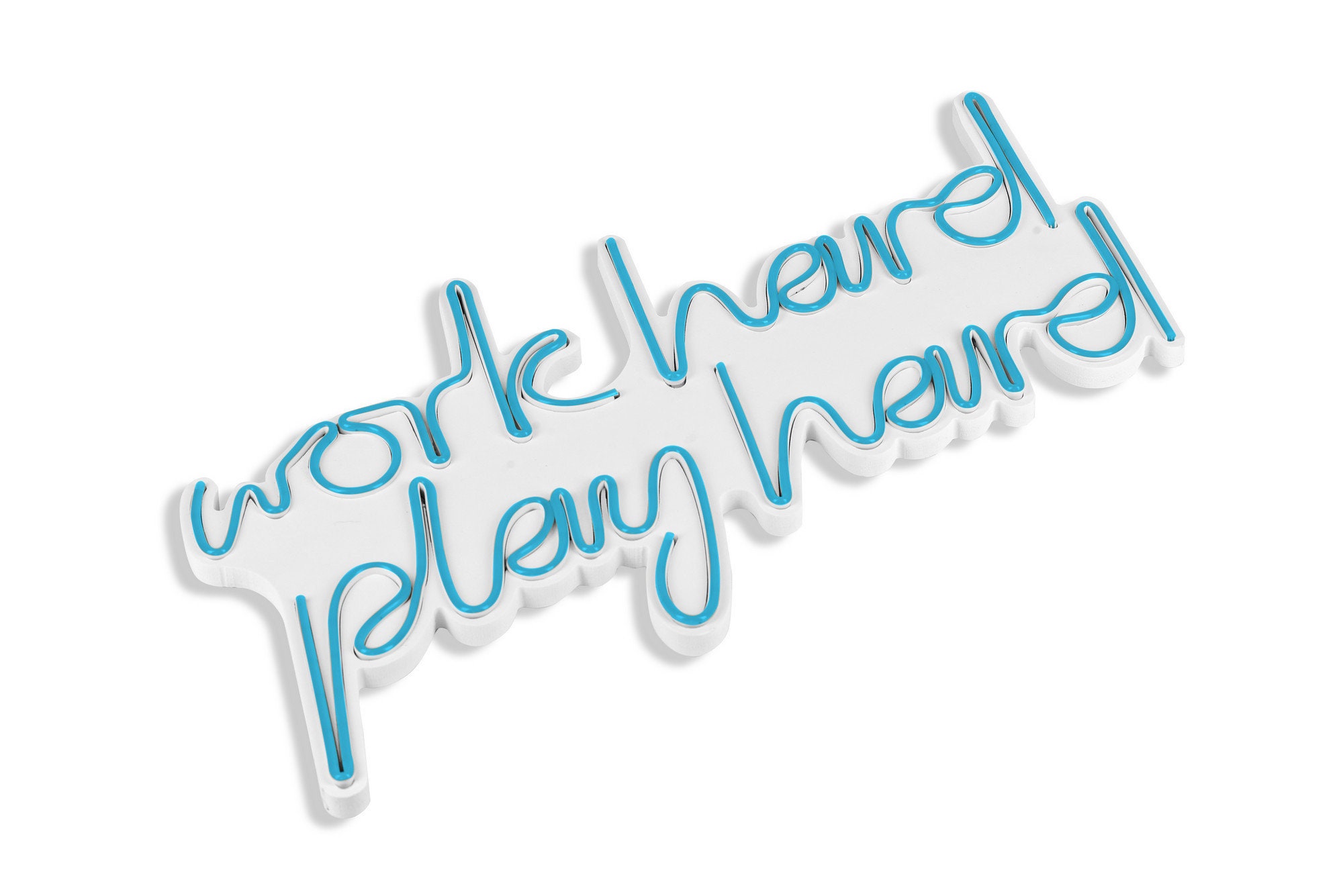 Work Hard Play Hard Neon Sign for Wall Decor Handmade Custom Neon Blue ...