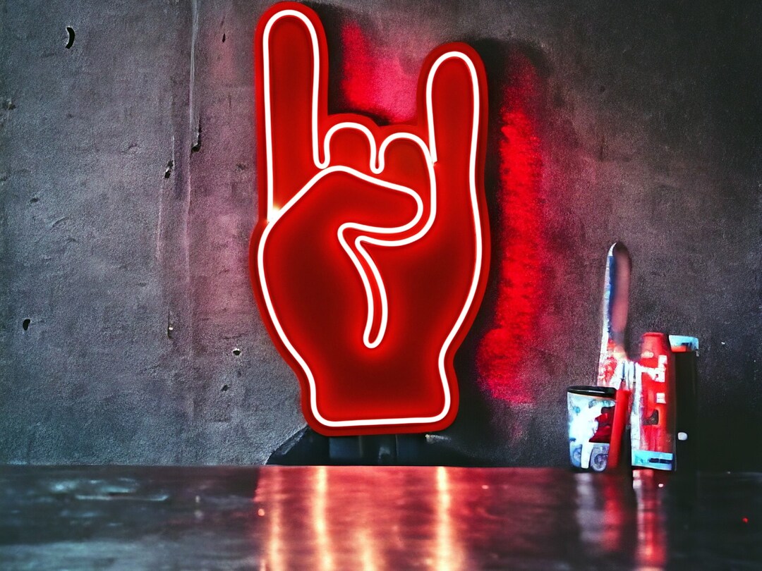 Rock N Roll Sign Neon Sign Wall Decor - Handmade Custom Red Neon - Rock ...