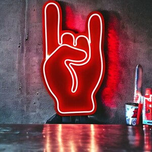 Rock N Roll Sign Neon Sign Wall Decor - Handmade Custom Red Neon - Rock ...