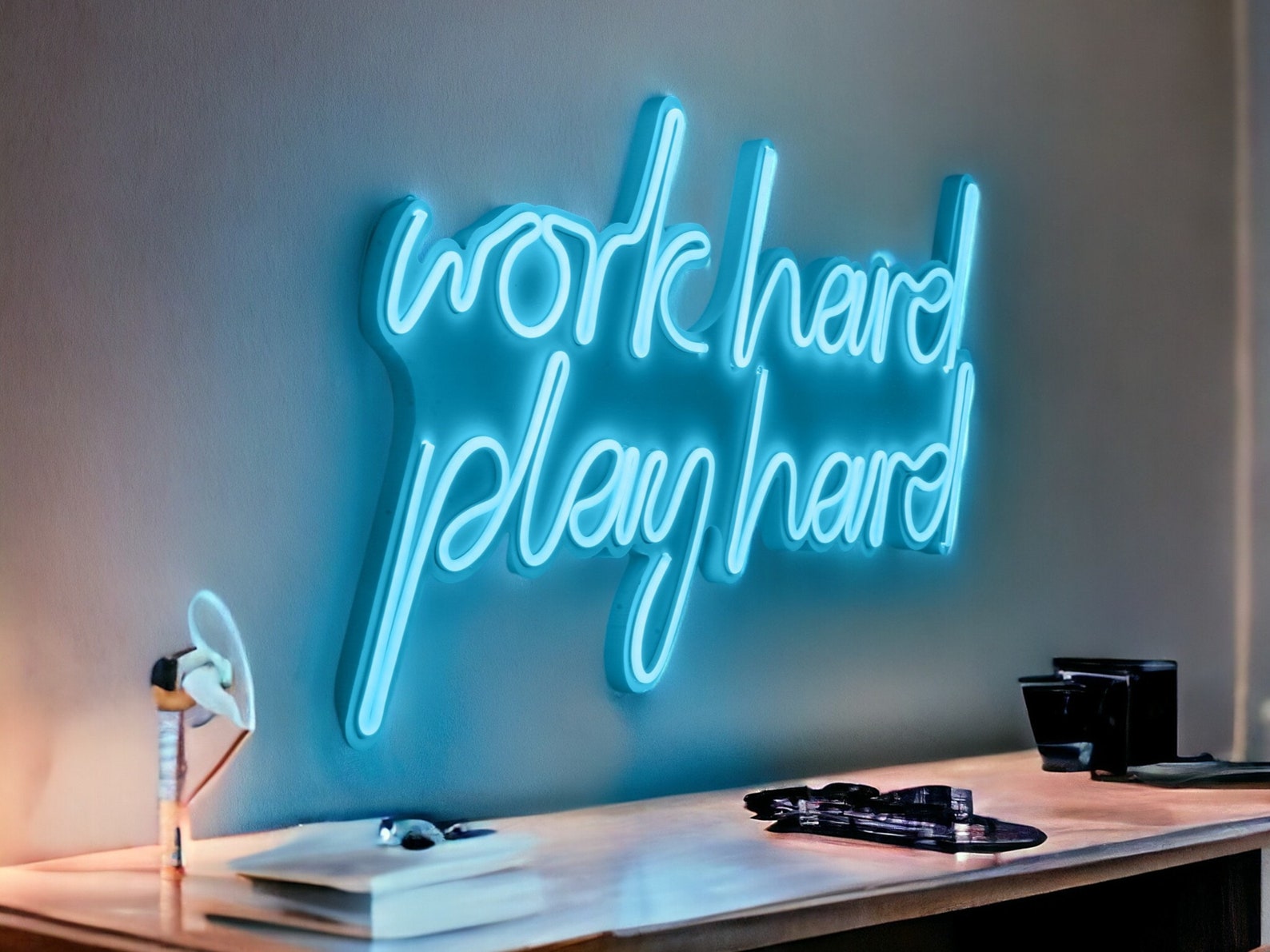 Motivational Neon Wall Decor Handmade Custom Neon Work Hard Play Hard ...