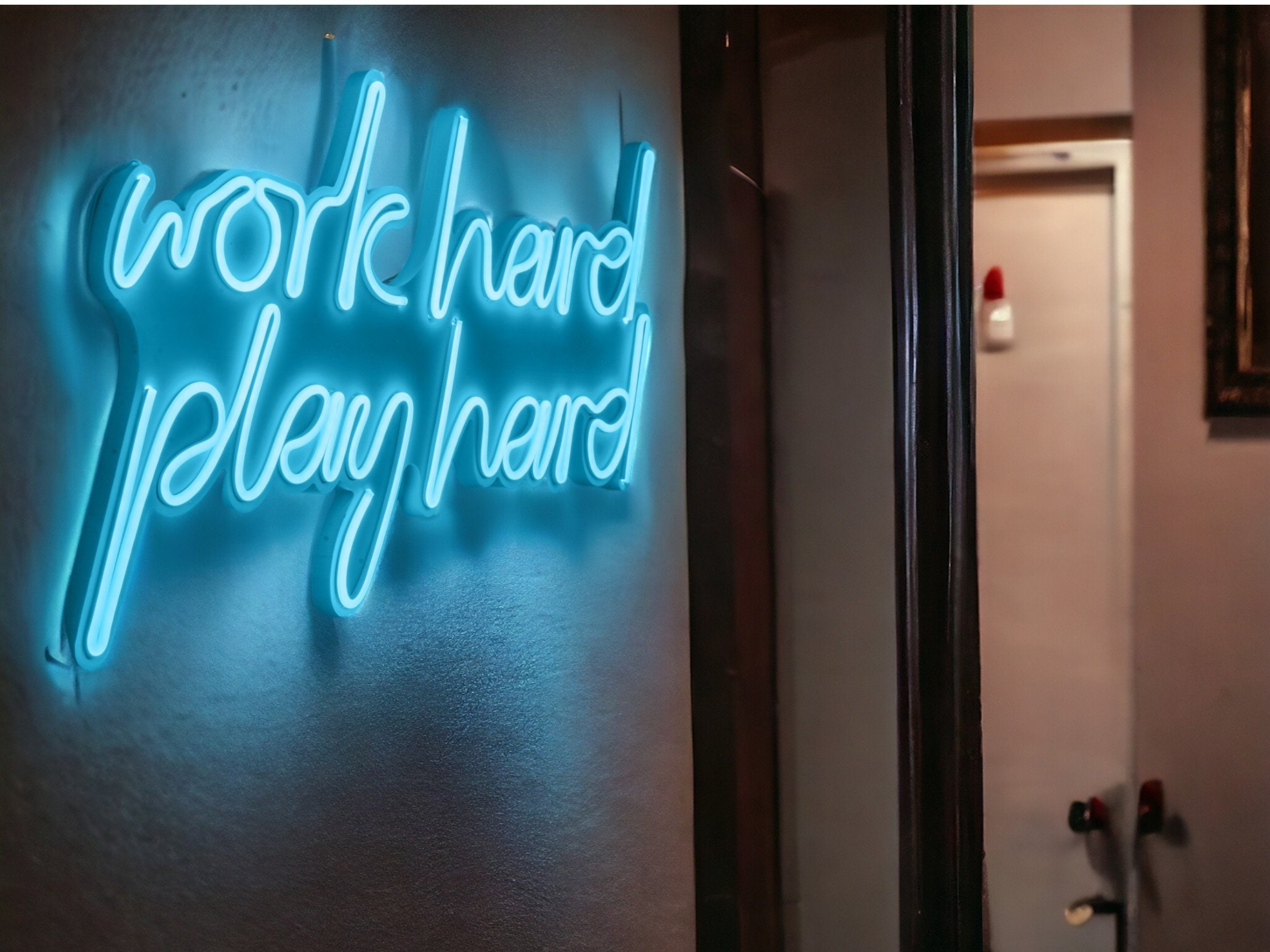 Motivational Neon Wall Decor Handmade Custom Neon Work Hard Play Hard ...