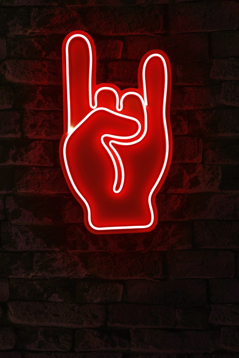 Rock N Roll Sign Neon Sign Wall Decor Handmade Custom Red Neon Rock N ...