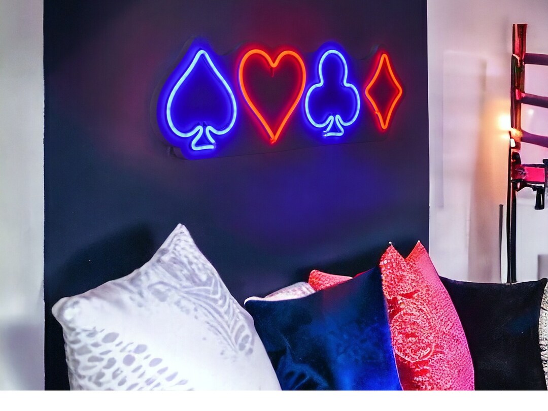 Playing Cards Neon Wall Decor Handmade Neon Playing Cards Led Poker ...