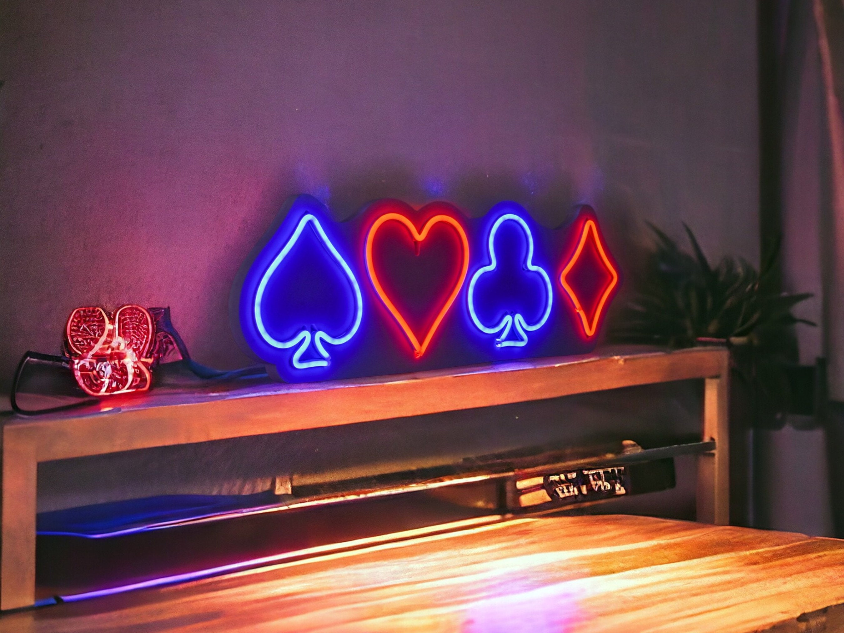 Playing Cards Neon Wall Decor Handmade Neon Playing Cards Led Poker ...