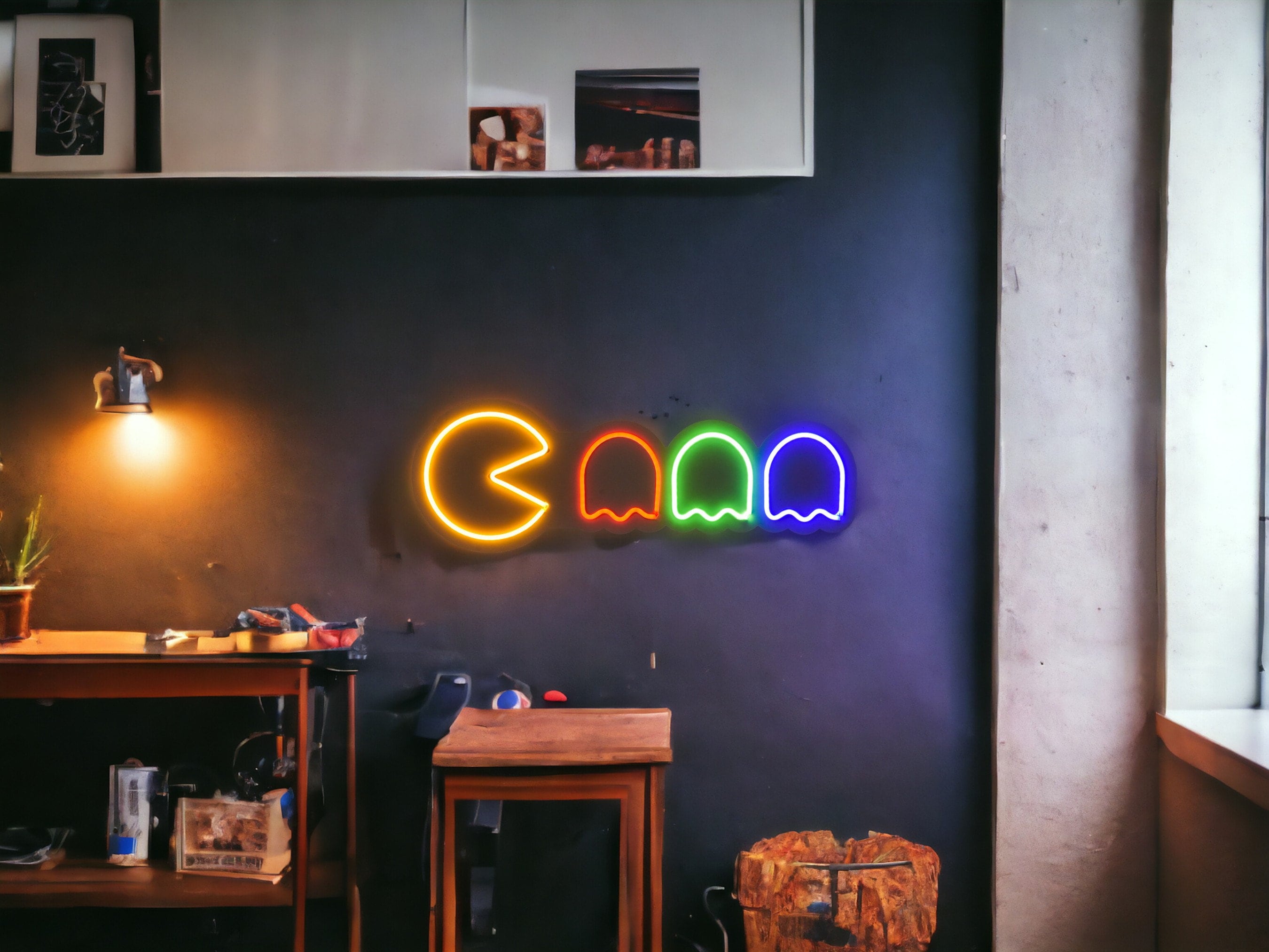 Arcade Neon Wall Decor Handmade Custom Neon Arcade Sign Led Light Ghost ...