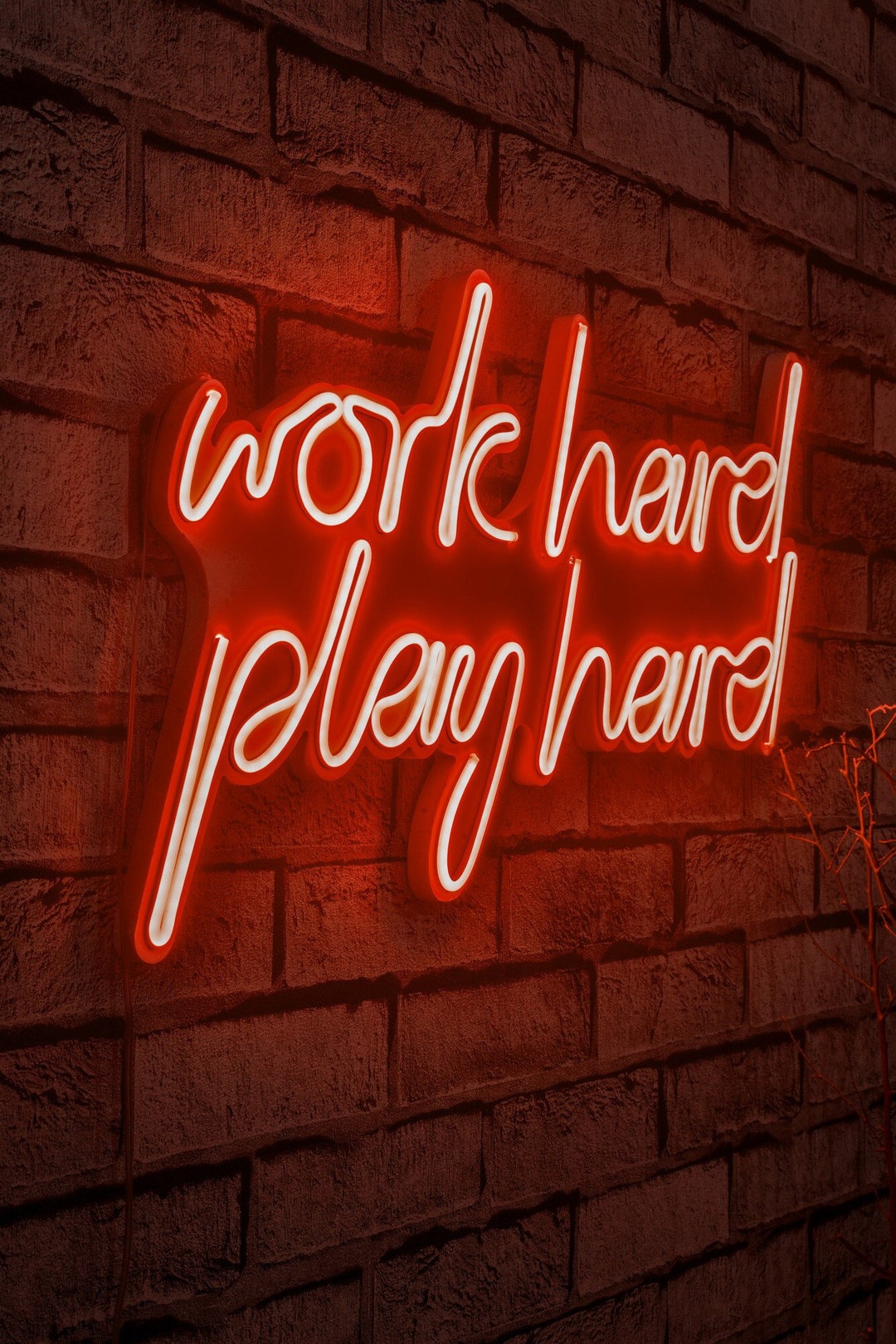Work Hard Play Hard Neon Sign Wall Decor Handmade Custom Neon Work Hard ...