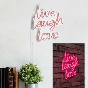 Live Laugh Love Neon Sign Wall Decor Handmade Custom Pink Neon Live ...
