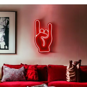 Rock N Roll Sign Neon Sign Wall Decor - Handmade Custom Red Neon - Rock ...