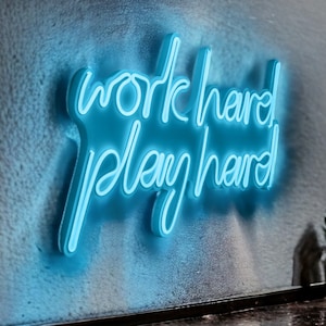 Motivational Neon Wall Decor Handmade Custom Neon Work Hard Play Hard ...