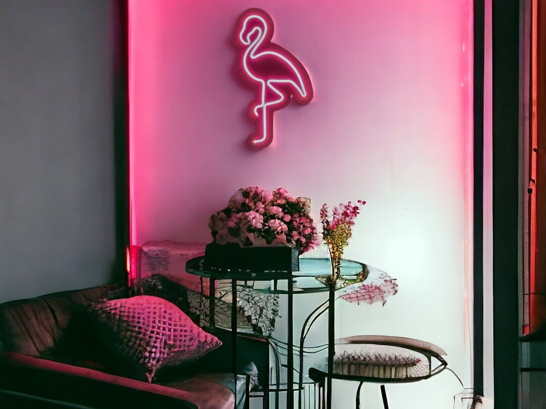 Pink Flamingo Neon Sign Wall Decor Handmade Custom Neon Flamingo Wall ...