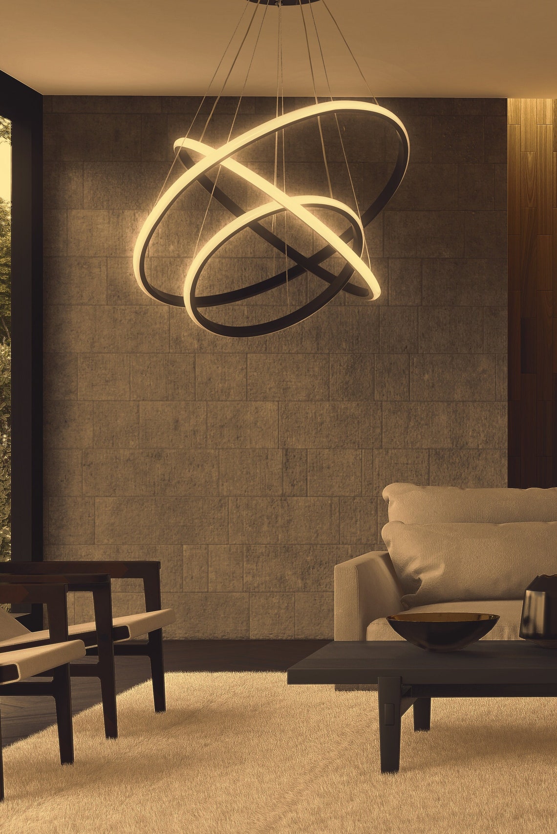 Ursae Modern Led Chandelier Modern Chandelier Black Metal Body Yellow ...