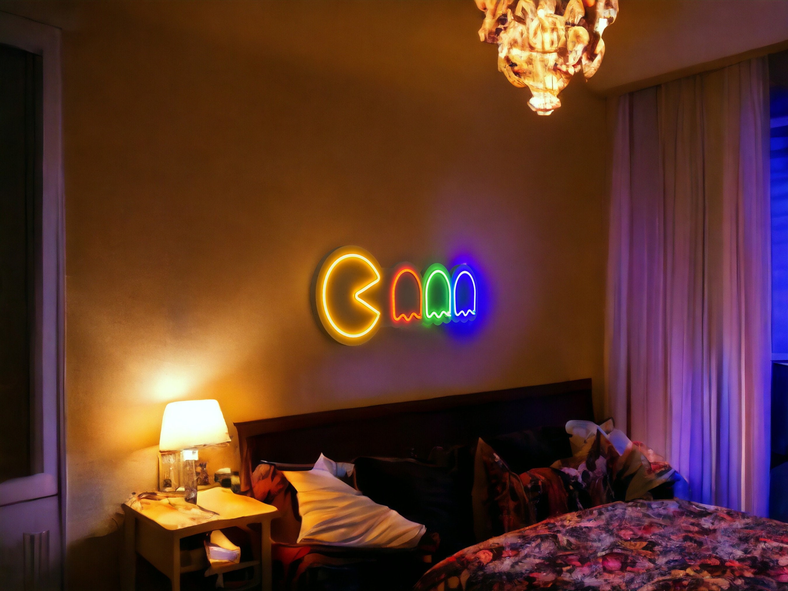 Arcade Neon Wall Decor Handmade Custom Neon Arcade Sign Led Light Ghost ...