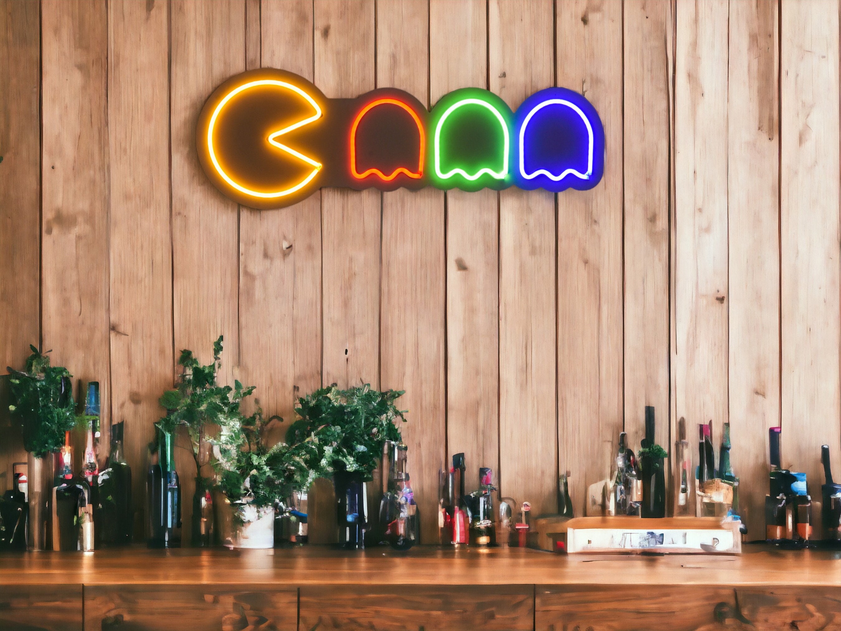 Arcade Neon Wall Decor Handmade Custom Neon Arcade Sign Led Light Ghost ...