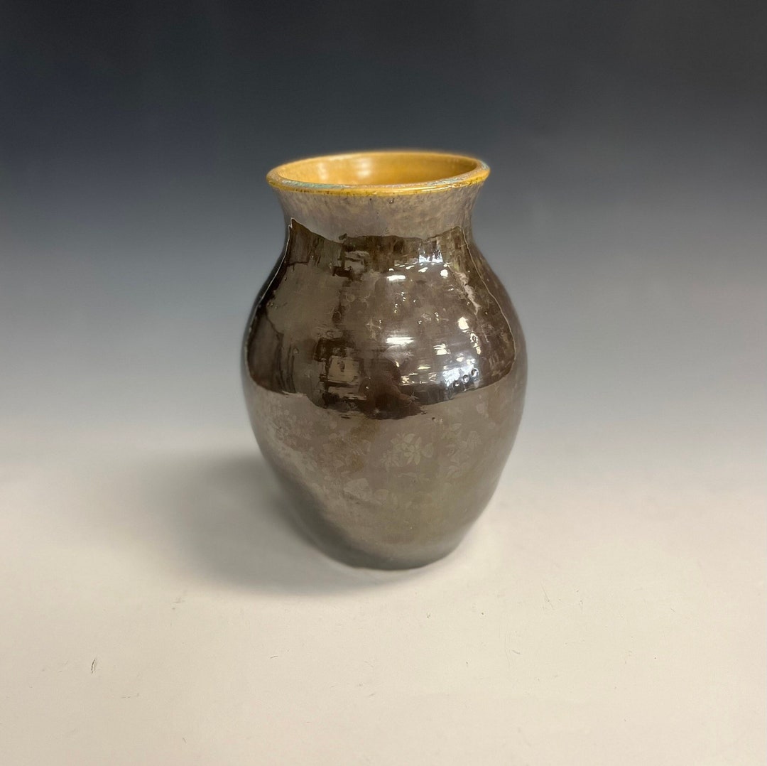 Reflective Gray Crystalline Vase - Etsy