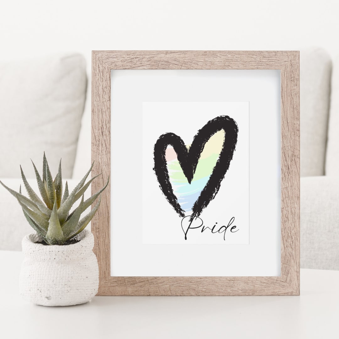 Pride Wall Art - Subtle Pride Brush Stroke Heart W/ Subtle Pride Colors ...