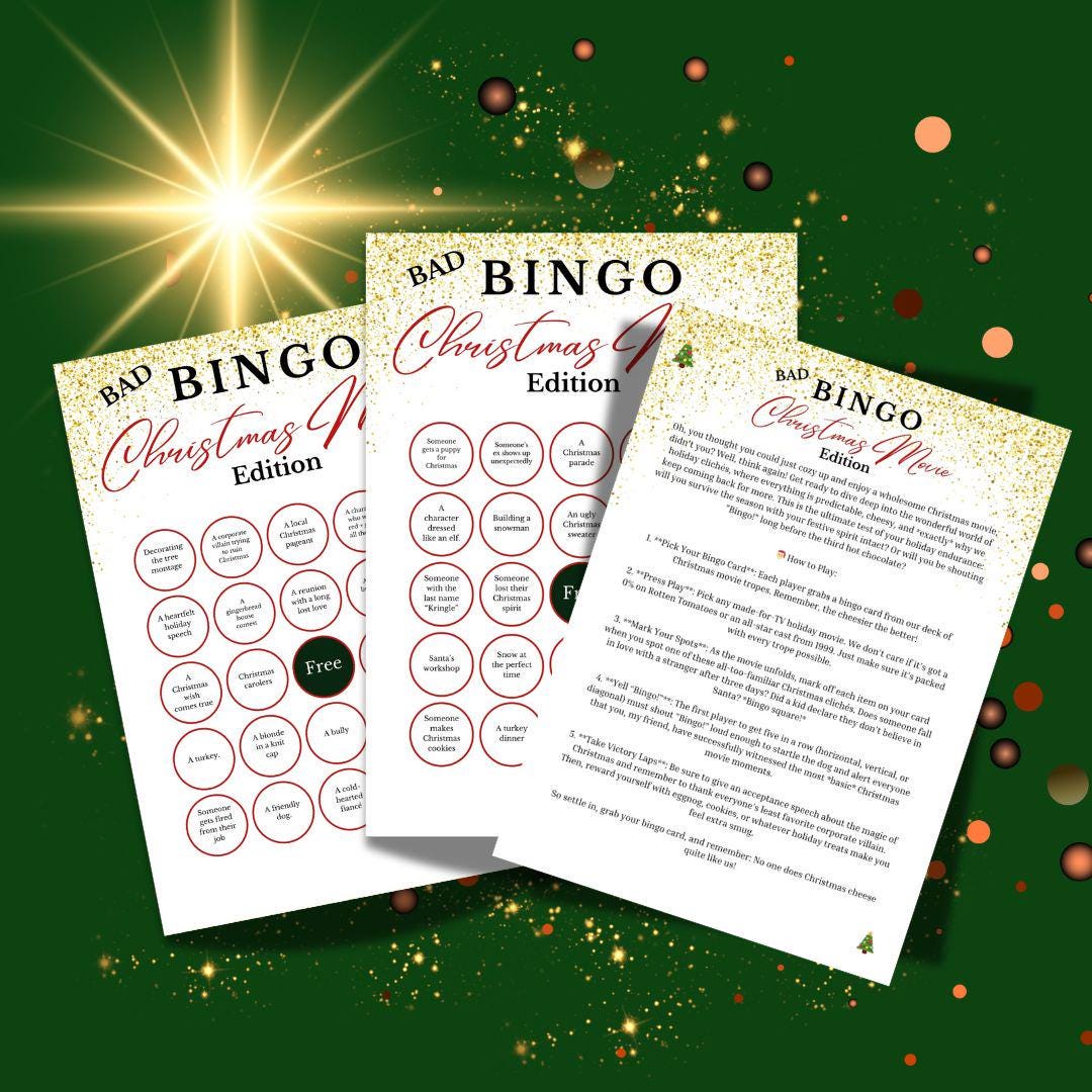 Bad Bingo: Christmas Movie Edition - the Cheesy Holiday Game You Didn’t ...