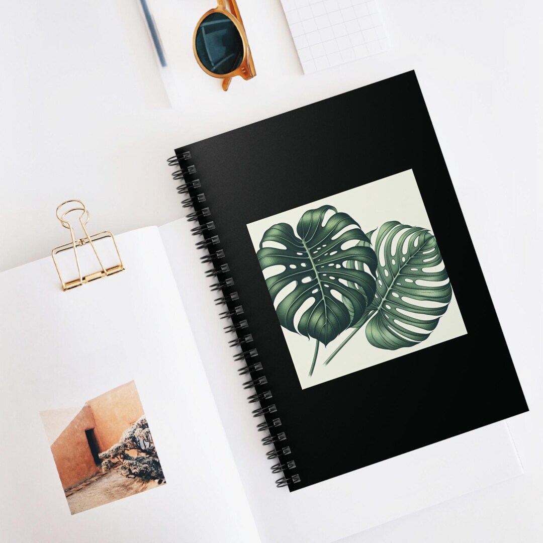 Monstera Leaves Spiral Notebook Ruled Line, Botanical Journal, Tropical ...