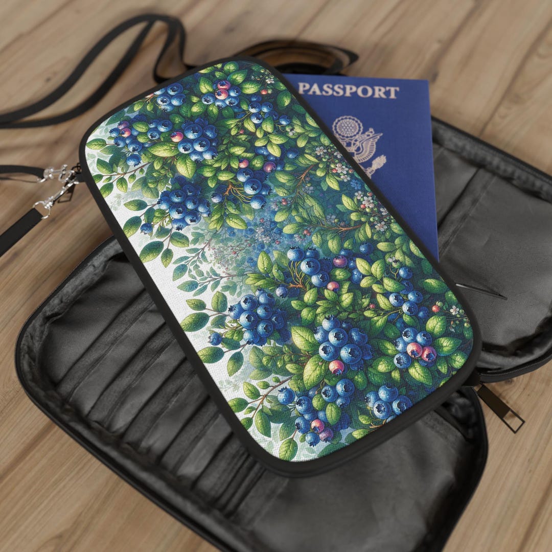 Passport Wallet - Blueberry Bush Design - Etsy