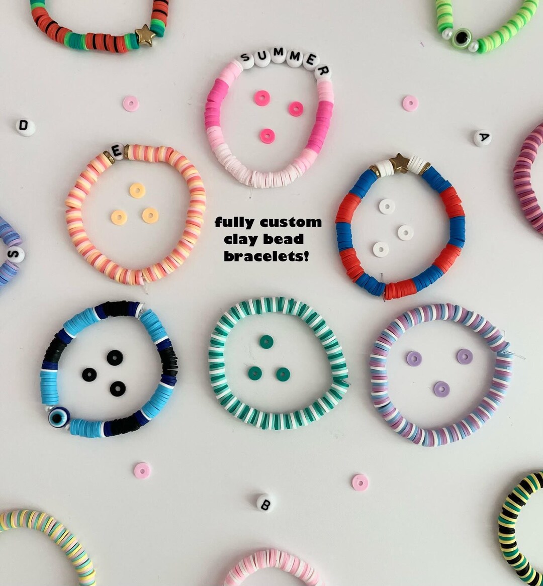 Customizable Clay Bead Bracelets - Etsy