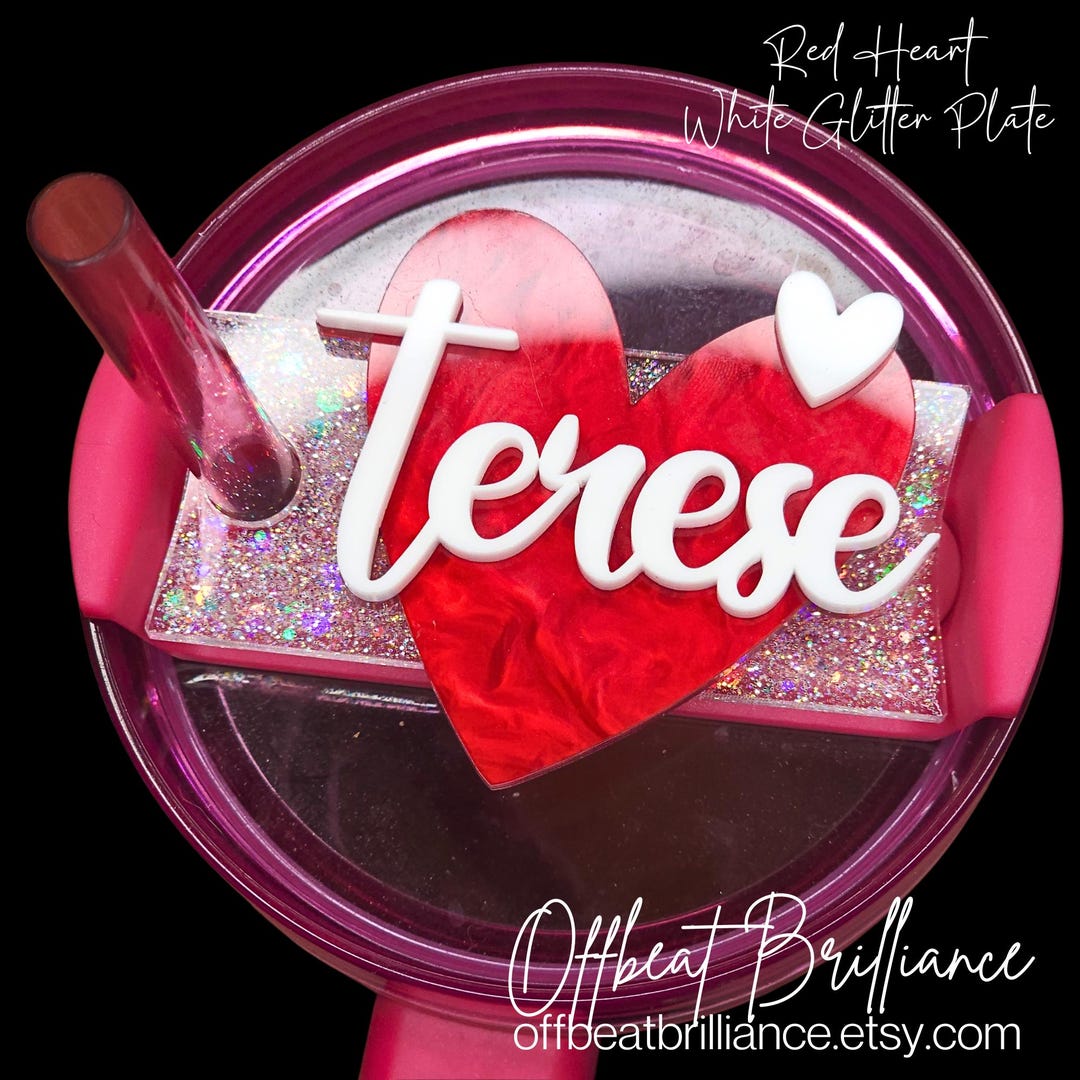 Stanley Name Plate, Tumbler Straw Bow, Red Heart Stanley, Pink Heart ...