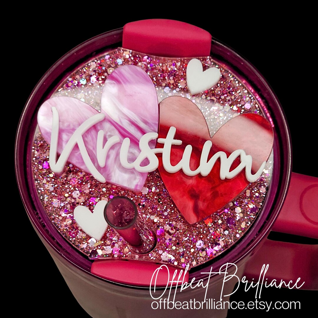 Stanley Name Plate, Tumbler Straw Bow, Red Heart Stanley, Pink Heart ...