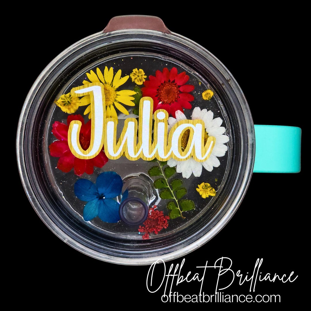 Custom YETI Mug Tumbler Name Tag – Flowers Name Topper, Personalized ...