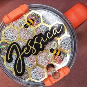 Bumblebee Custom YETI Mug Tumbler Name Tag Honeycomb, Bee, Name Topper ...