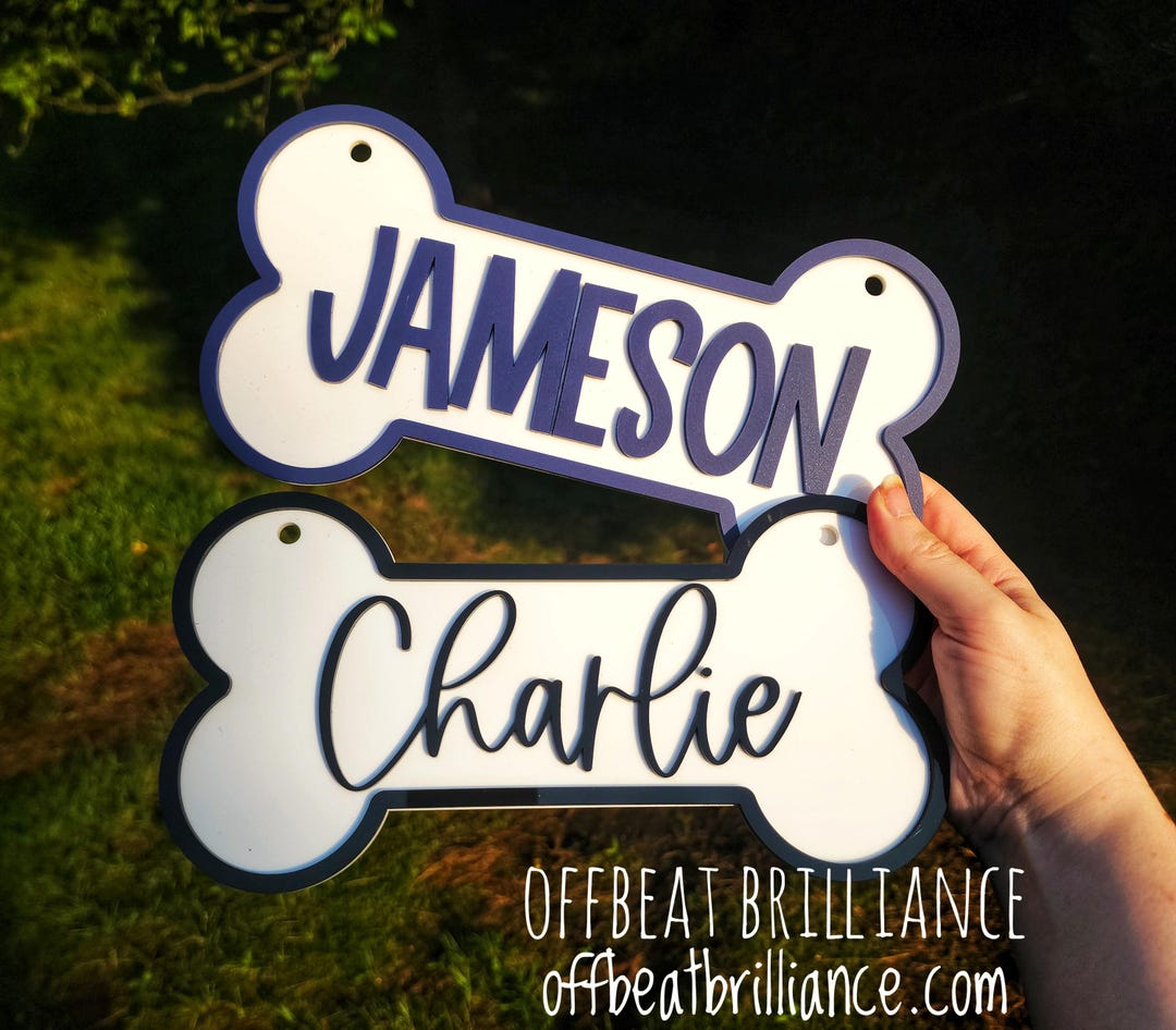 Personalized Crate Sign, Custom Dog Decor, Hanging Dog Bone Name Sign ...